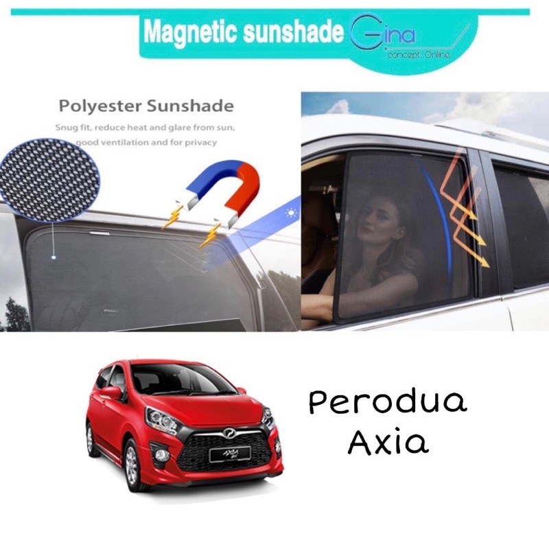 (4pcs) Perodua Axia 2014 - 2022 Axia 2023 Magnetic Sun Shade Sunshade ...