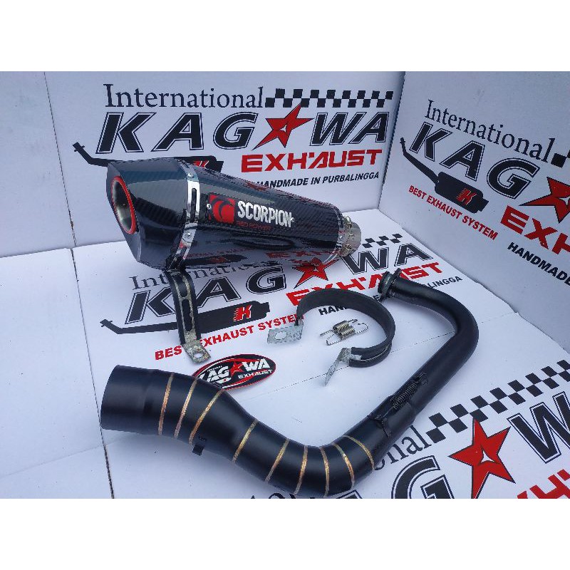 HITAM Exhaust RACING SCORPION Black DOFF FULL System NMAX AEROX PCX ...