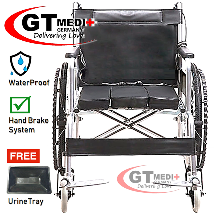 WA-PC-19 GT MEDIT GERMANY Lightweight Self Propelled Commode Toilet Wheelchair Foldable Wheel ...