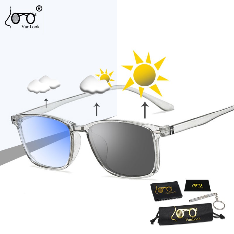 Photochromic Computer Glasses Anti Blue Ray Women Transparent Eye ...