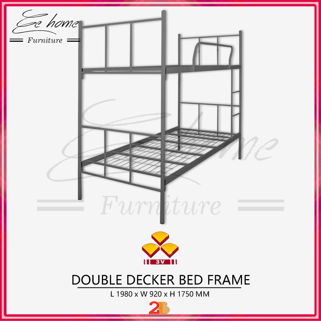 EE HOME 3V Powder Coat Metal Double Decker Bed Frame Loft Bed Katil ...