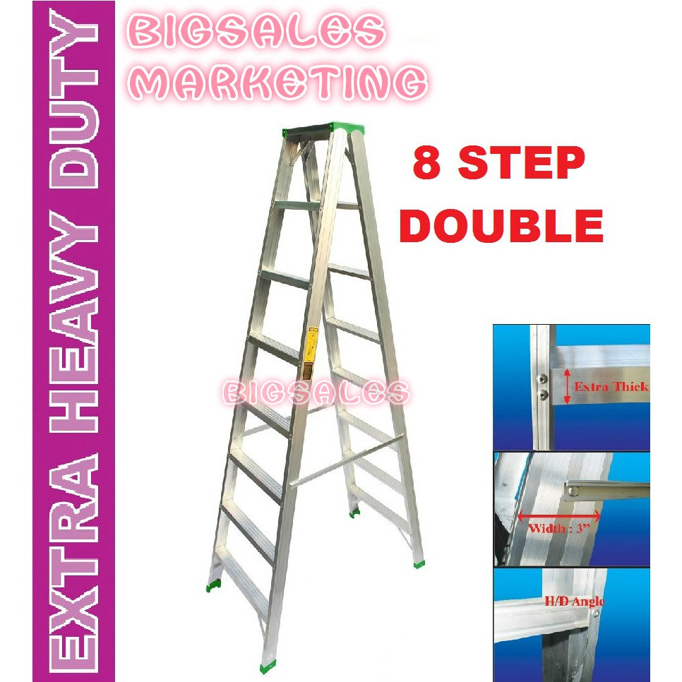8 Steps BIGSALES Aluminium Double Sided Ladder / Tangga 8 Steps ...