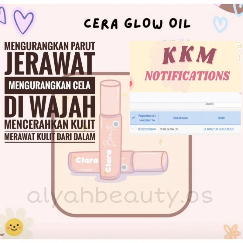 XDA STOK Cera Glow Oil by Clara Beaute 10ml | Shopee Malaysia