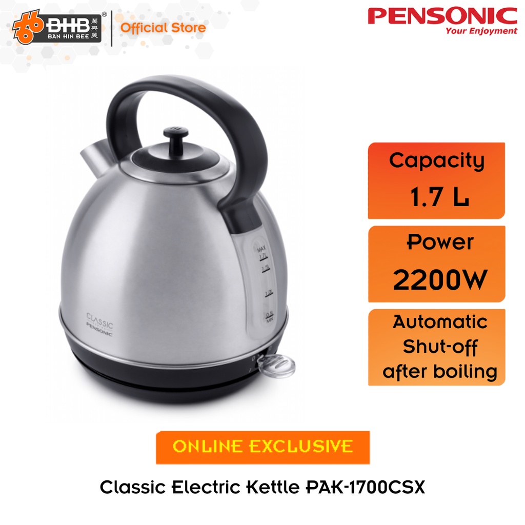 Pensonic PAK-1700CSX 1.7L Classic Stainless Steel Electric Kettle ...