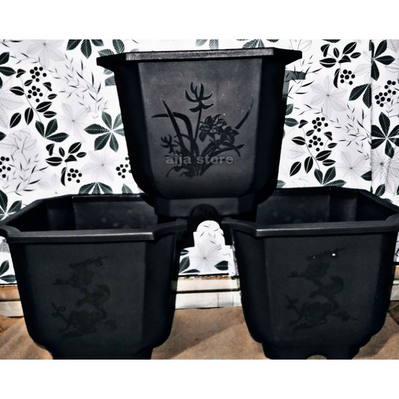 (Saiz Besar) Pasu Bunga Plastik Hitam / Flowers Pot | Shopee Malaysia