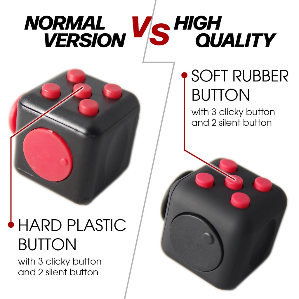 Premium Fidget Cube Toy High-Quality ABS & Smooth Mechanism 6-Side ...