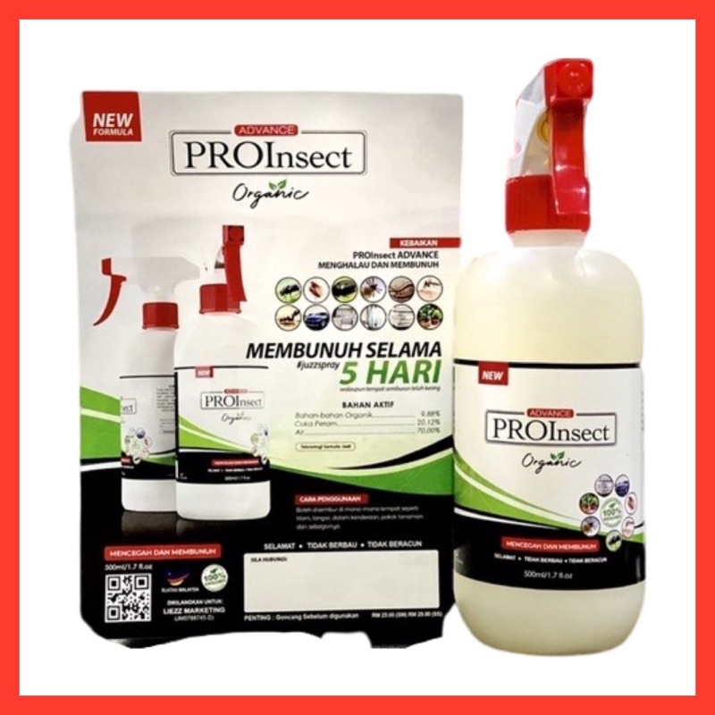 PROINSECT repellent Spray serangga organik (Sesuai Untuk Kutu, Semut, Pepijat, Lipas dan Anai ...