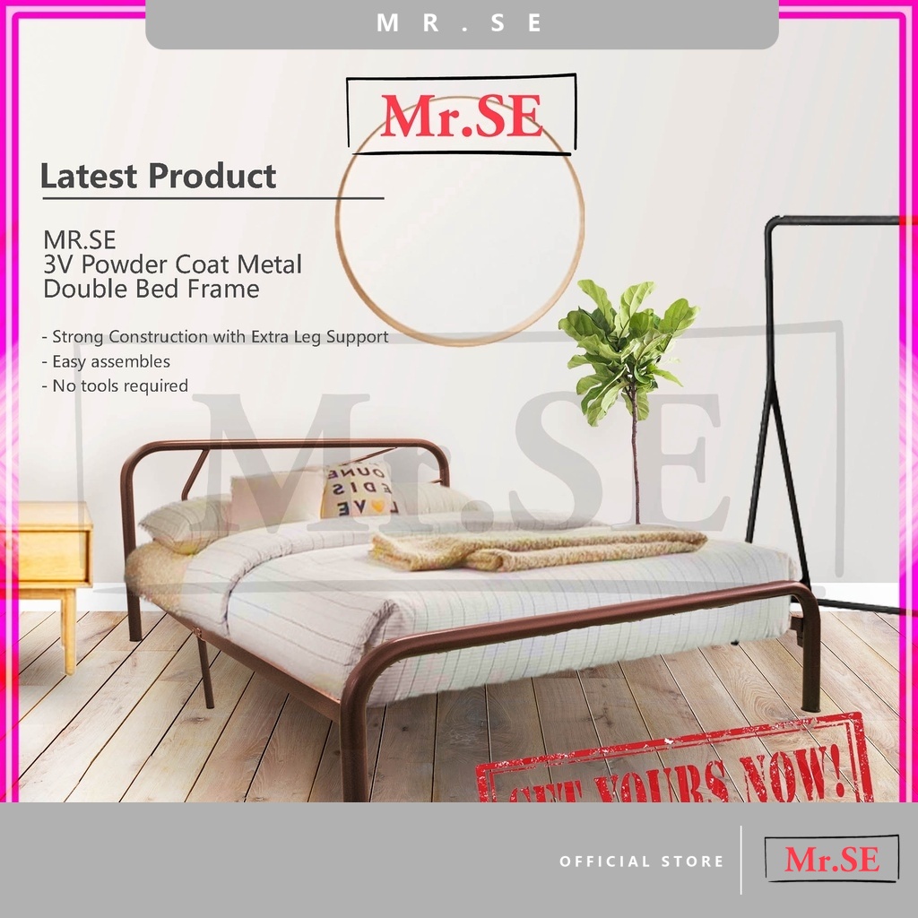 FREE SHIPPING MRSE 3V Queen Size Bed Powder Coat Metal Queen Bed Frame ...