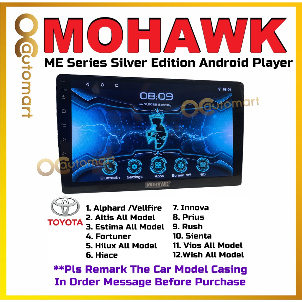 Mohawk Me Series 1+16 / 2+32 / 4+64 Silver Edition Car Android Player ...