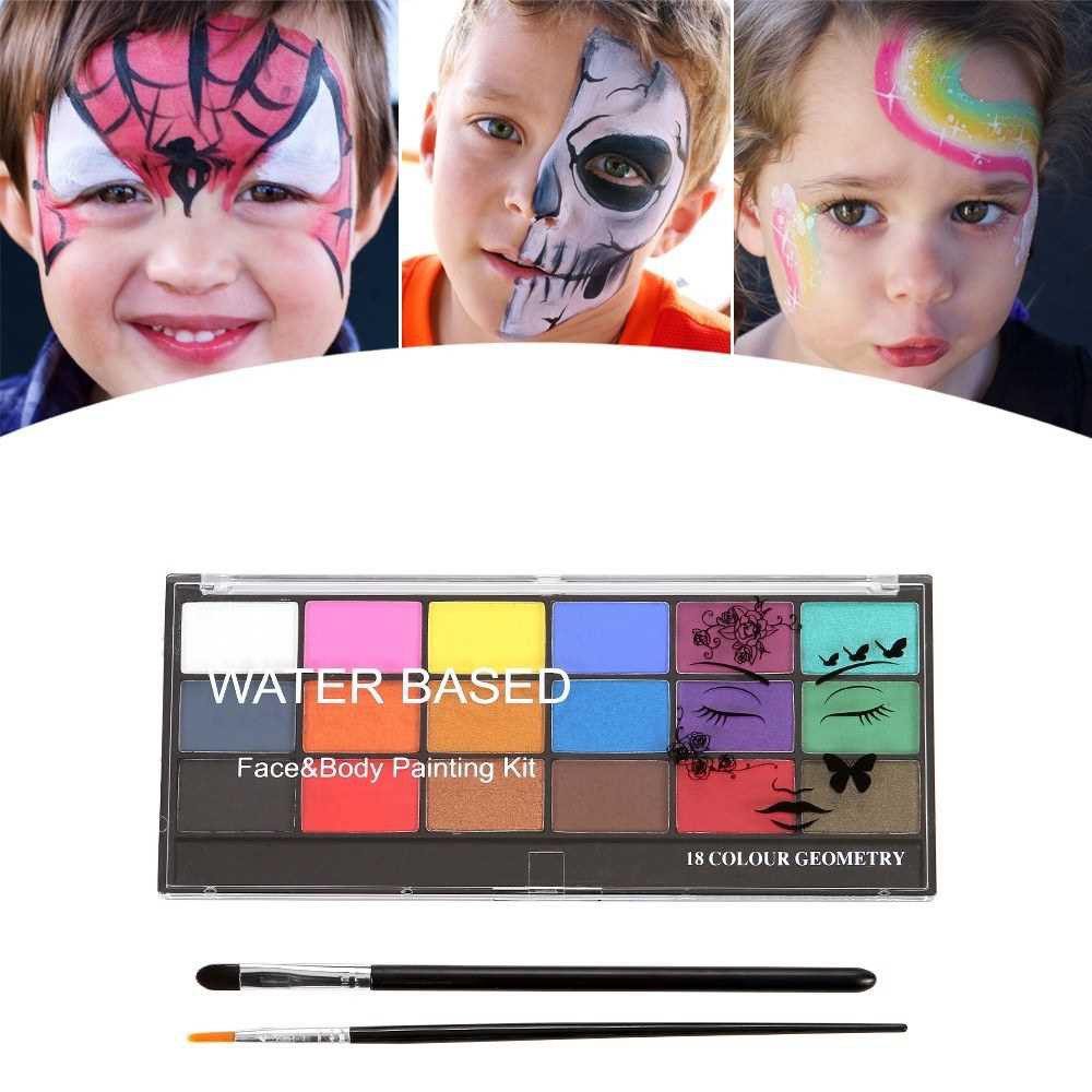 Face Paint Kit 18 Color Washable Water Based Body Painting With 2 ...
