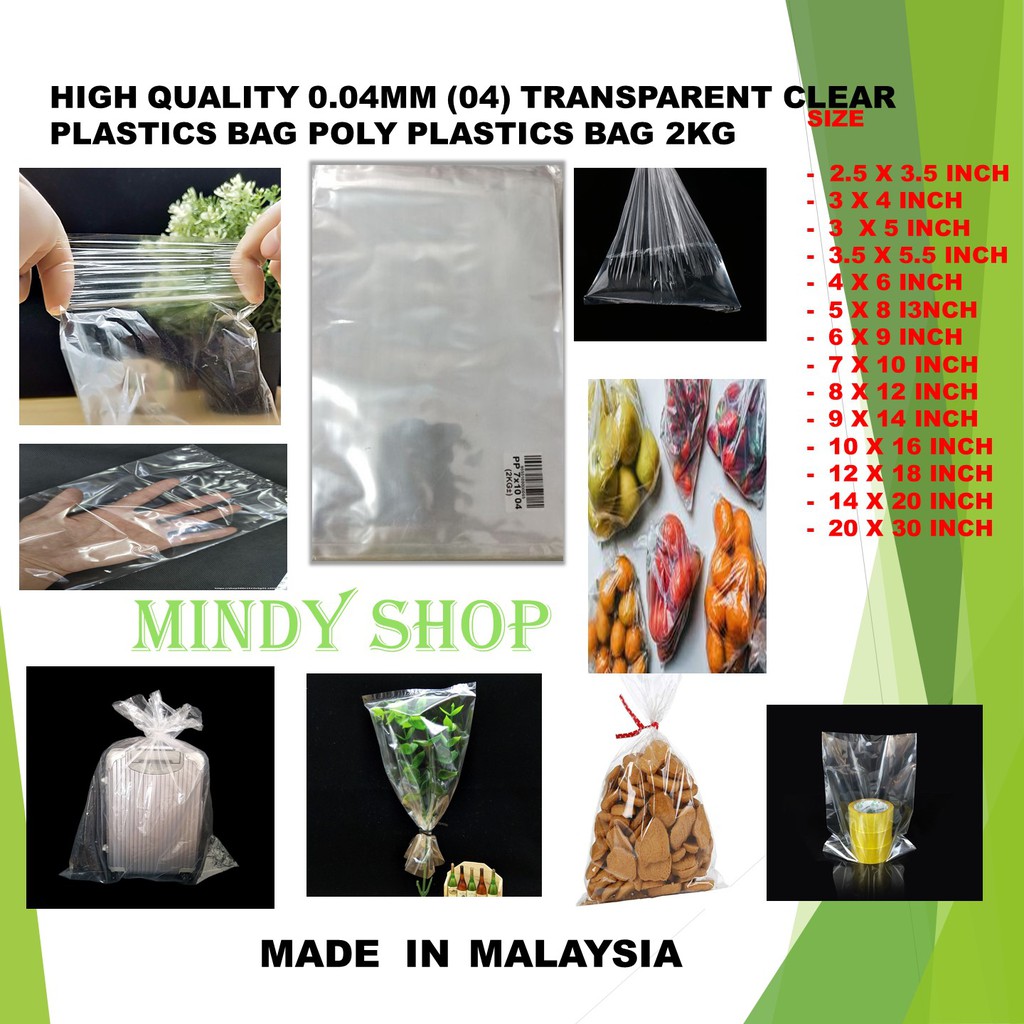 PP 2KG 8 X 12（ 04 ） PLASTIC CLEAR BAG 0.04MM / PLASTIK BUNGKUS JENIS ...