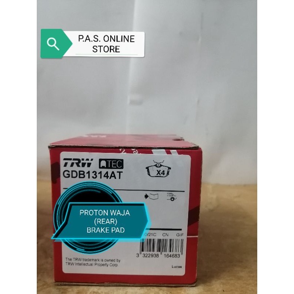 TRW - Proton Waja Rear Disc Brake Pad ( GDB1314AT ) | Shopee Malaysia