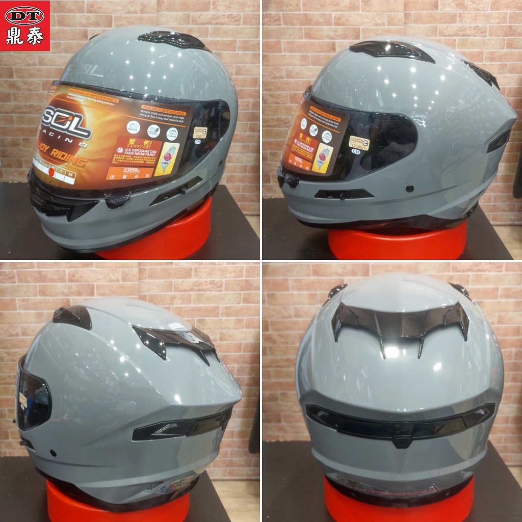 DT Helmet SOL SF-6/SF6 Solid Color Cement Gray Full Face | Shopee Malaysia