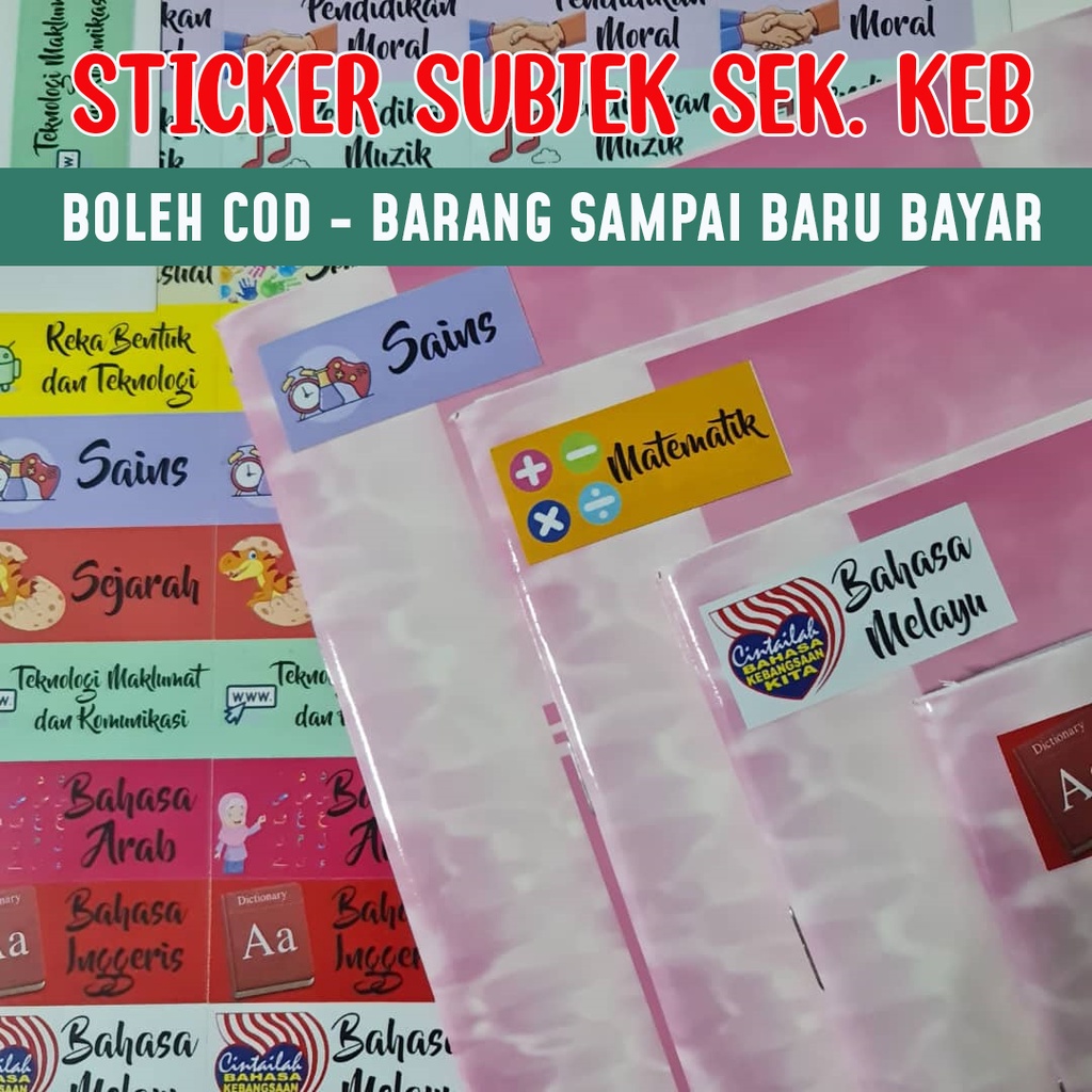 Sticker Label Subjek Sekolah Rendah 56pcs Readymade Readystock | Shopee ...