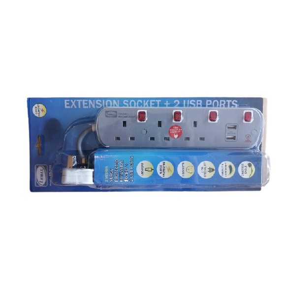 Lemax 3 Gang / 4 Gang 2 Meter with 2 USB Port Extension Socket | Shopee ...