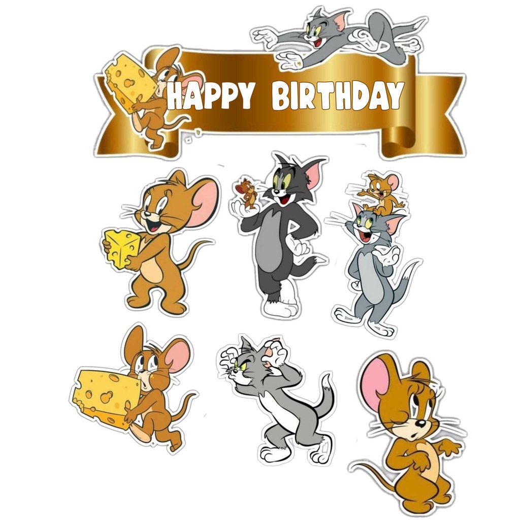 Birthday TOPER CAKE TOPPER / TOM AND JERRY CAKE DECORATIONS Toko_Arsha ...