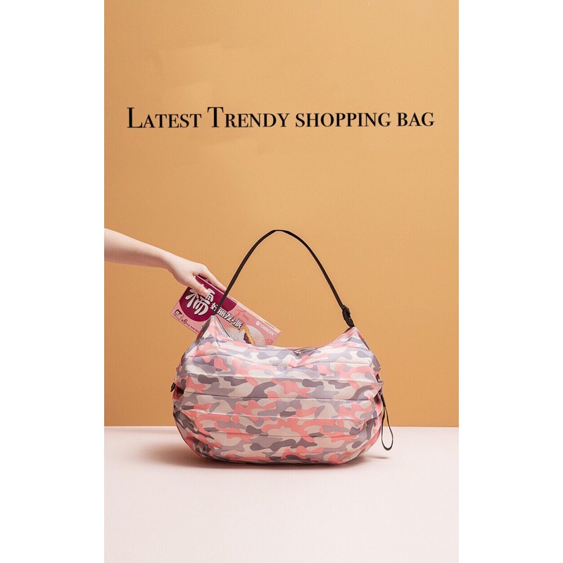 Trendy collapsible shopping bag with zip | Shopee Malaysia