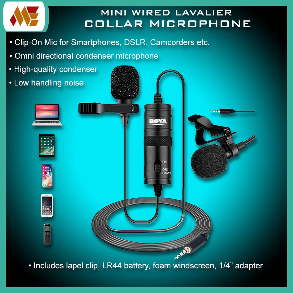 Mini Wired Lavalier Collar Tie Clip Mic Microphone BY-M1 3.5mm Lavalier ...