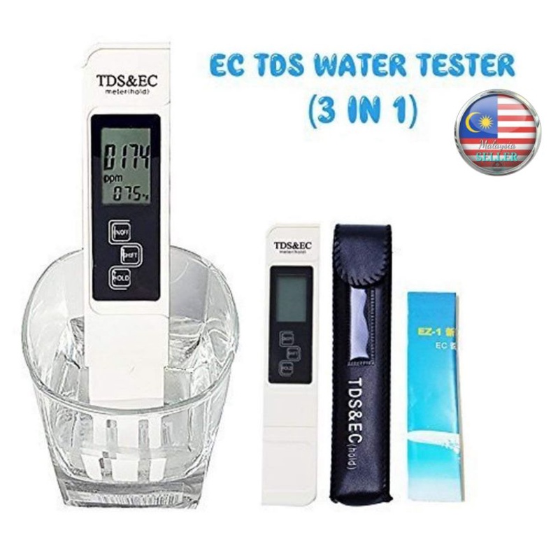 🇲🇾 LCD Digital 3 In 1 Water Quality Meter Test Pen TDS EC PPM Water ...