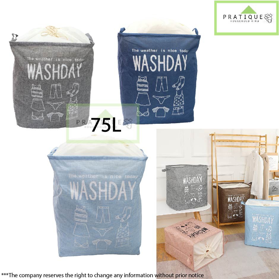 75L Laundry Basket Clothes Square Foldable Storage Bag Sundries ...