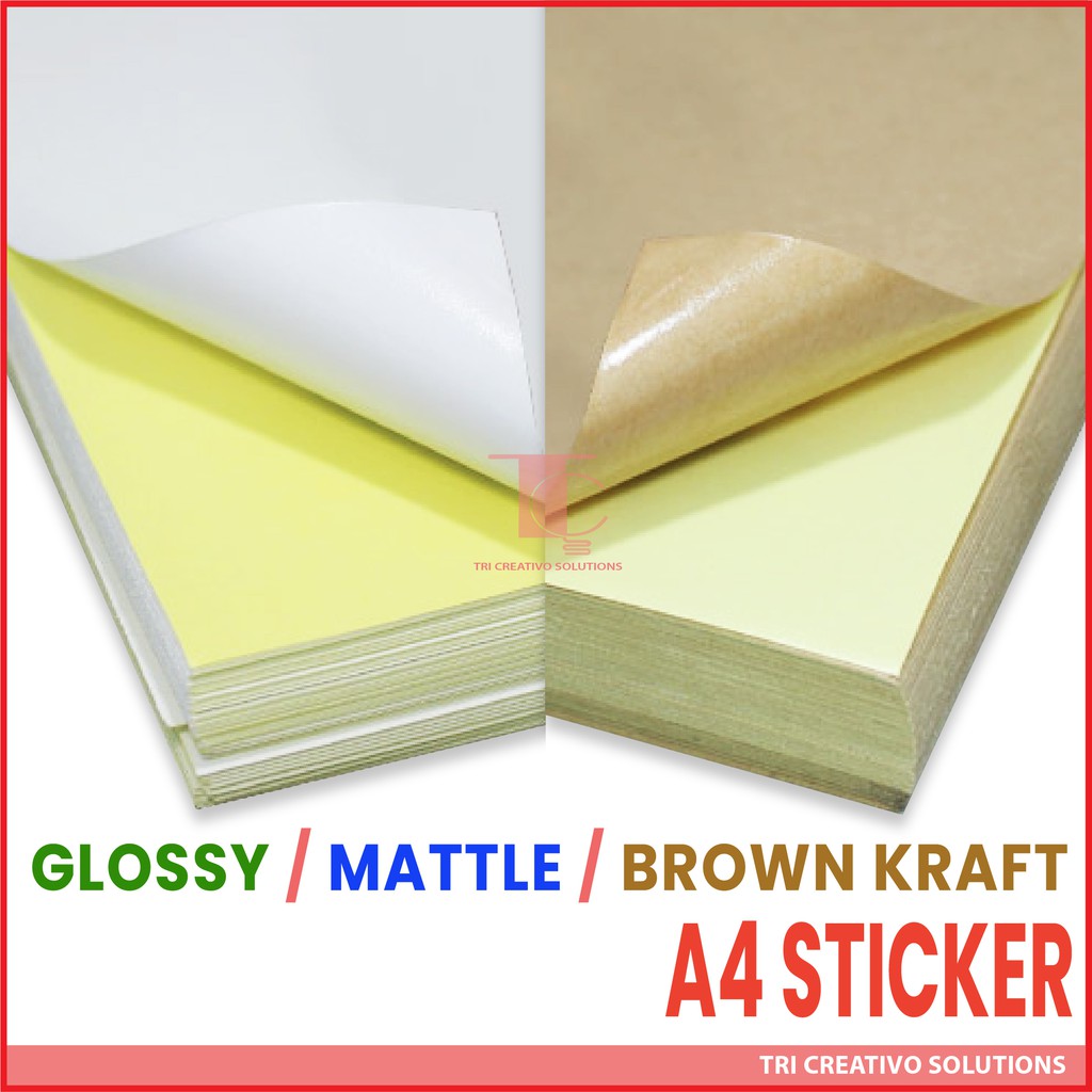 Glossy / Mattle / Brown Kraft - A4 Sticker Paper Inkjet / Laser ...