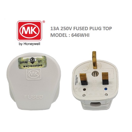 MK 13A 250V Fused Heavy Duty 3 PIN Bakelite Plug Top, P/N: 646WHI [READY STOCK!!] | Shopee Malaysia