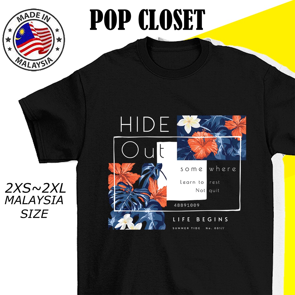 HIDE OUT FLOWER BUNGA FASHION TSHIRT WOMEN CLOTHES COTTON T SHIRT MEN ...