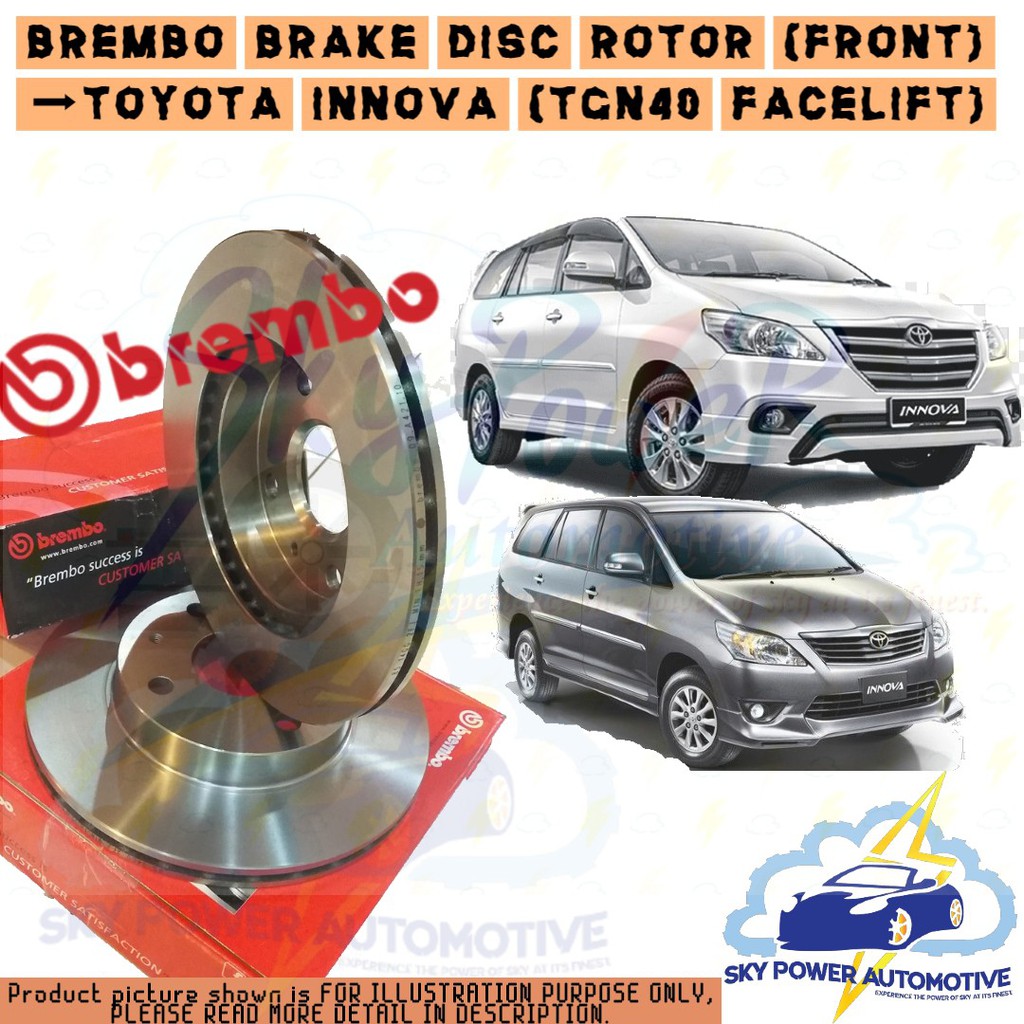 BREMBO TOYOTA INNOVA (TGN40 Facelift) (275mm Dia) BRAKE DISC ROTOR ...