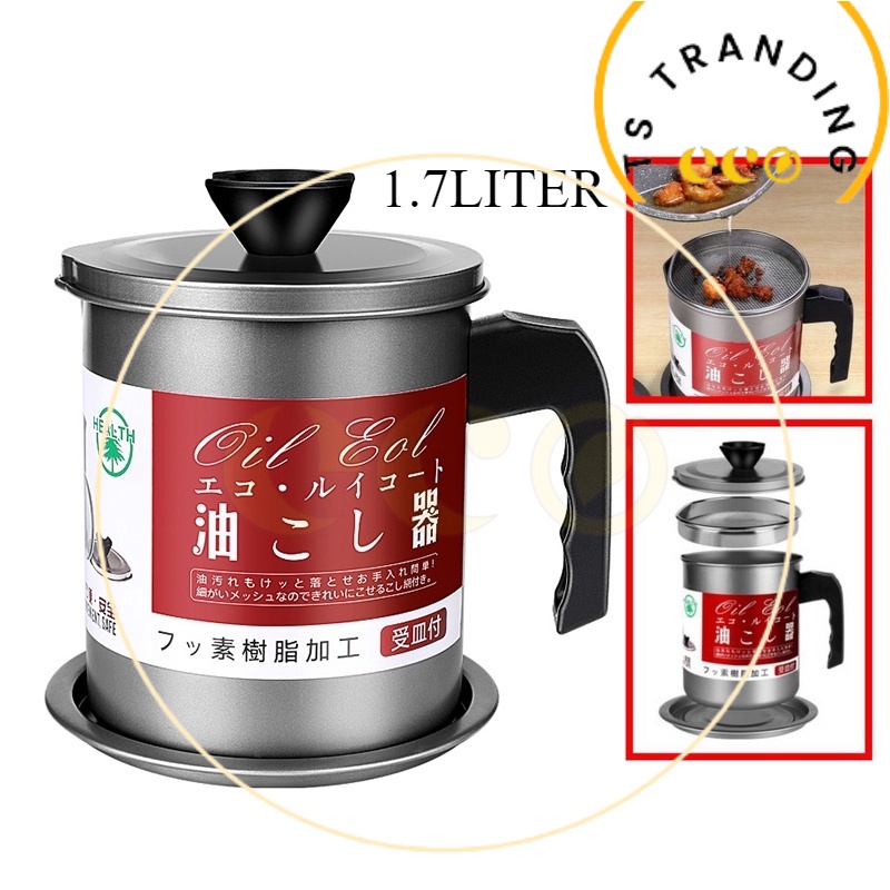 1.7L oil penapis minyak Stainless Steel Oil Pot Filter Oil Storage ...