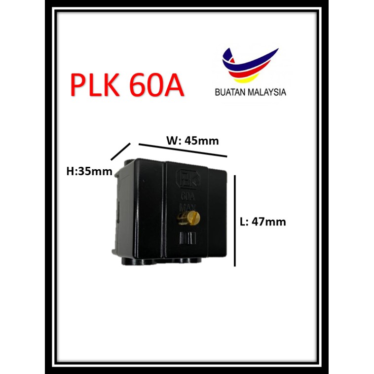 PLK Connection Neutral Box / Neutral link 60A / 100A - BLACK - Fuse TNB ...