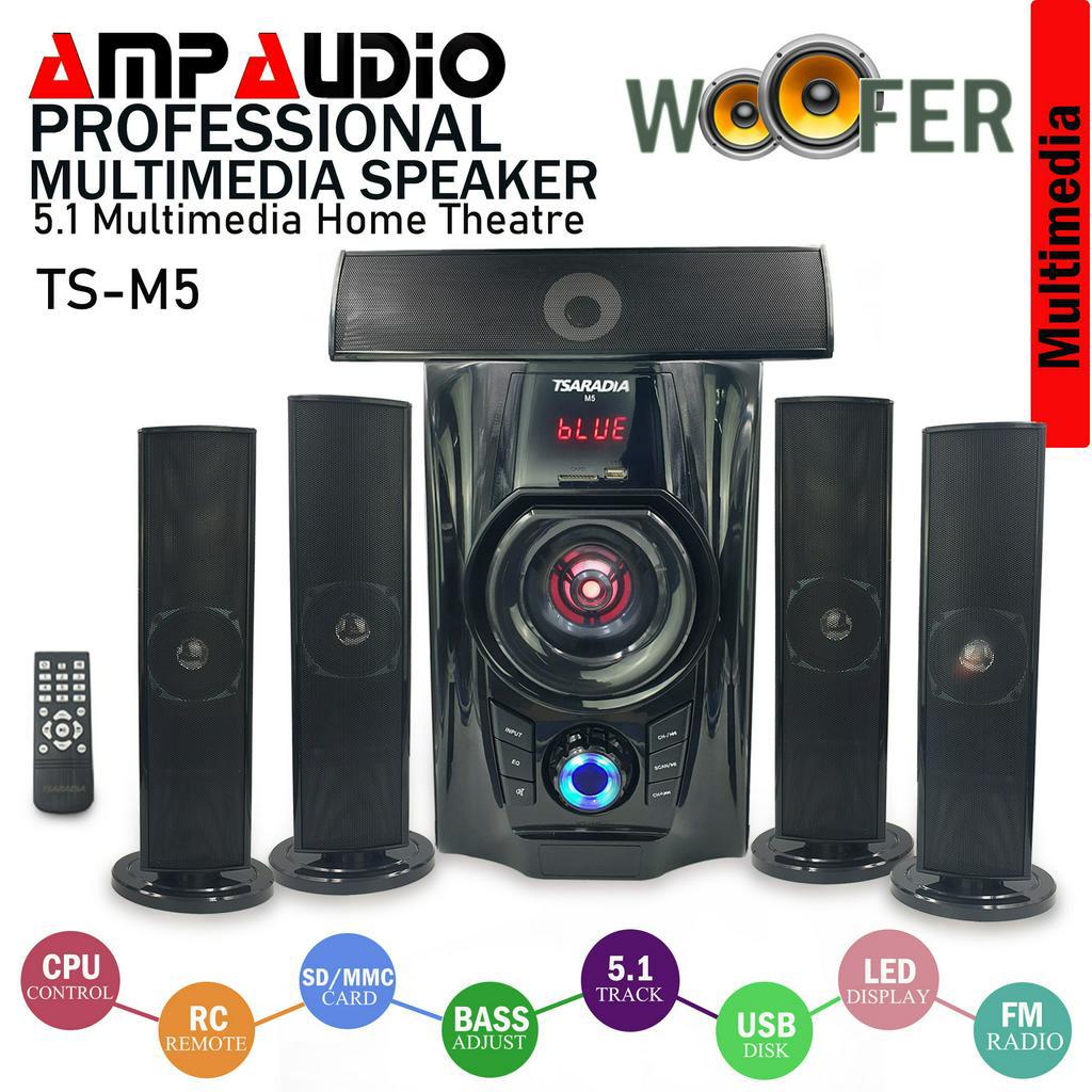 5.1 MultiMedia Audio System Subwoofer HIFI Speaker 18000W P.M.P.O TS-M5 ...
