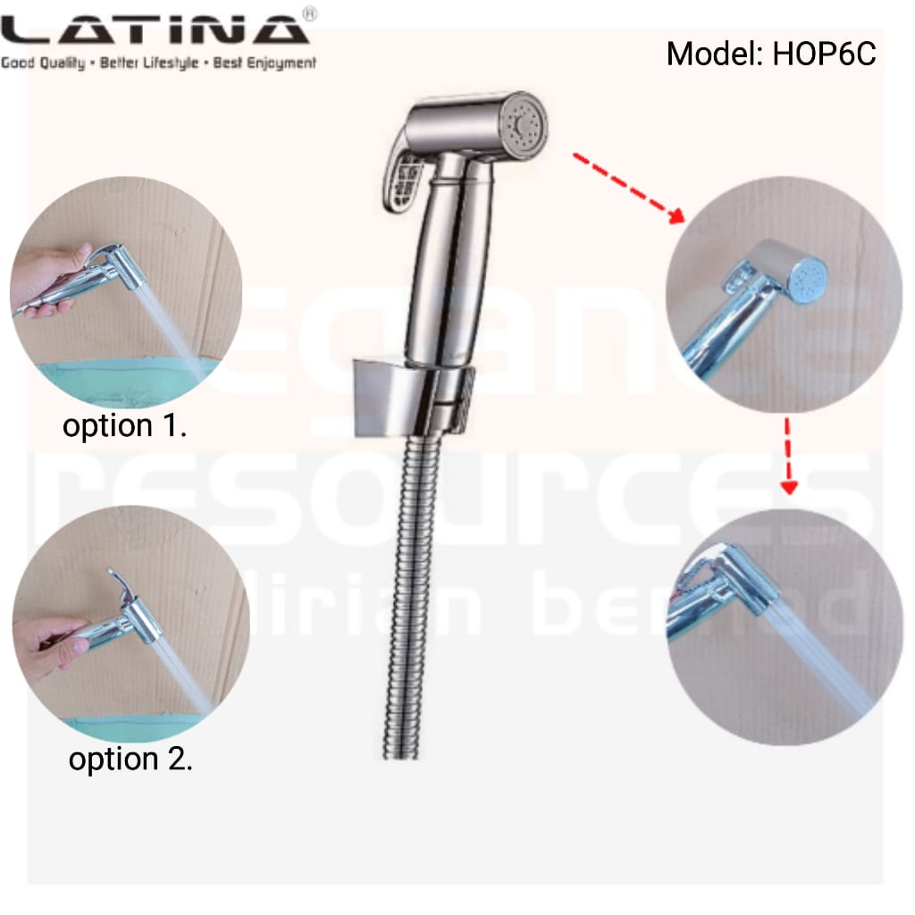 LATINA Hand Bidet c/w 1.2meter Flexible Hose HOP6C, Package 1 with ...