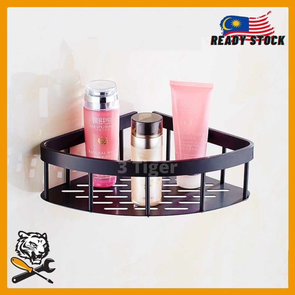 Matte Black Aluminium Wall Corner Shelf 230 Mm Shampoo Rack For ...