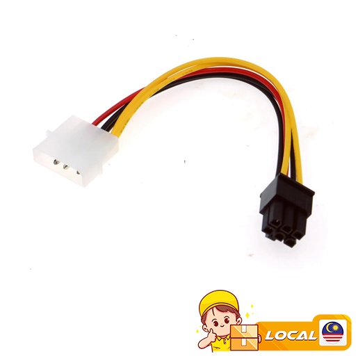 4 Pin IDE Molex to 6 Pin PCIE Graphic Card Power Converter Adapter ...