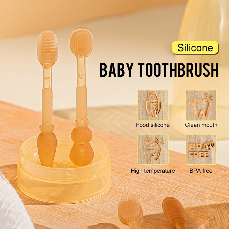 3pc Baby Silicone Toothbrush 0-18M Toddler TeethBrush Tongue Coating ...