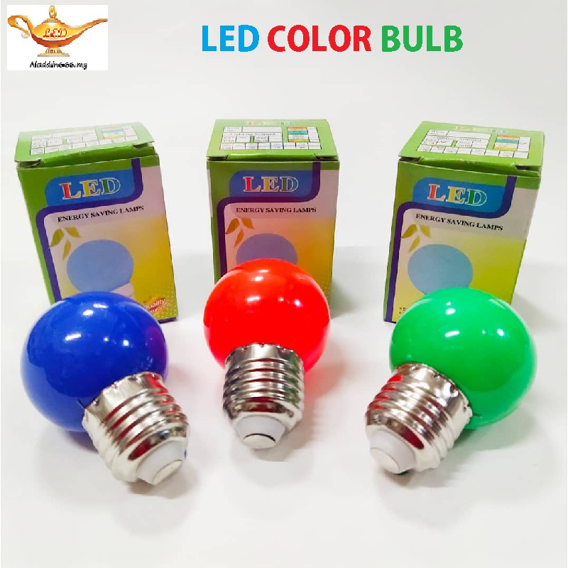 E27 1W LED Mentol Berwarna Merah / LED Color Bulb RED (READY STOCK ...