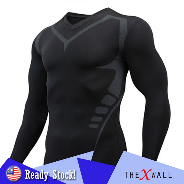 Men Compression Shirt Cool Dry Long and Short Sleeve Top Sport Fitness ...