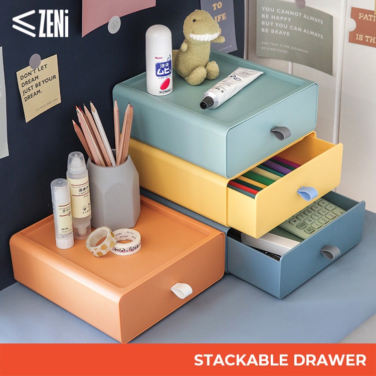 [CLEARANCE] ZENi Stackable Desktop Drawer | Storage Box Space Organizer ...