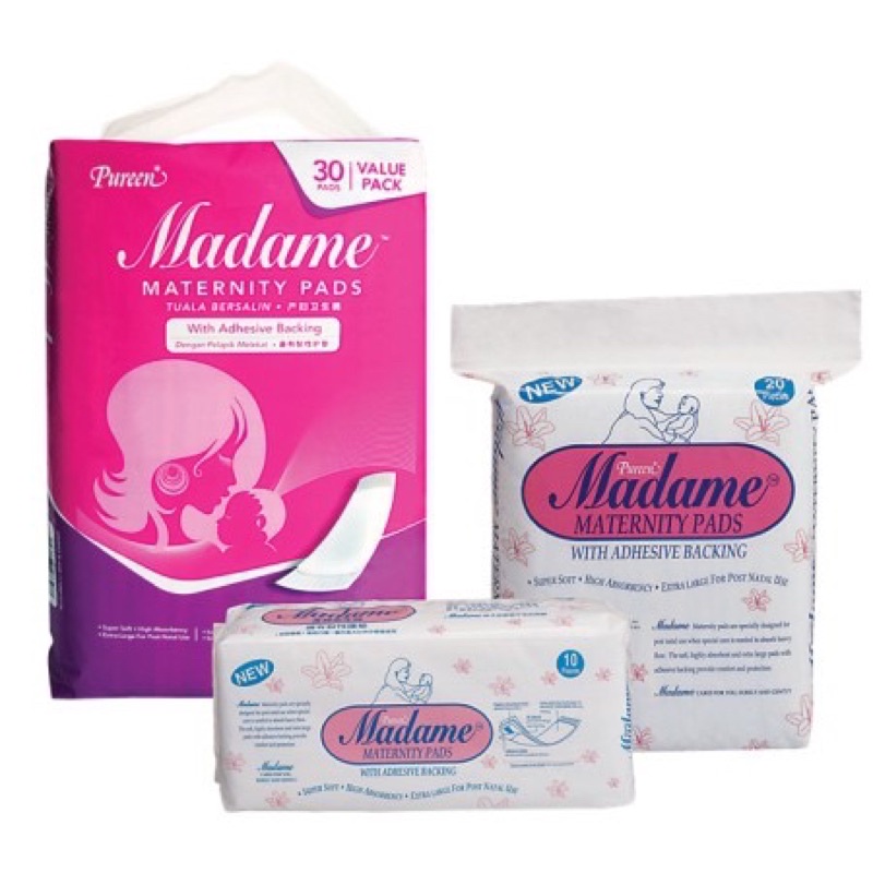 PUREEN MADAME MATERNITY PADS WITH ADHESIVE BACKING WITH ADHESIVE ...