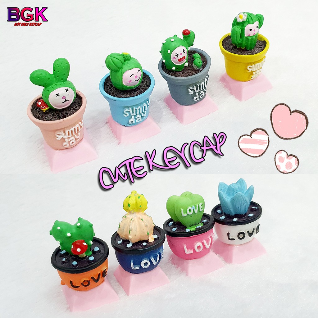 Extremely cute and unique cactus pot odd keycap (resin keycap) (Artisan ...