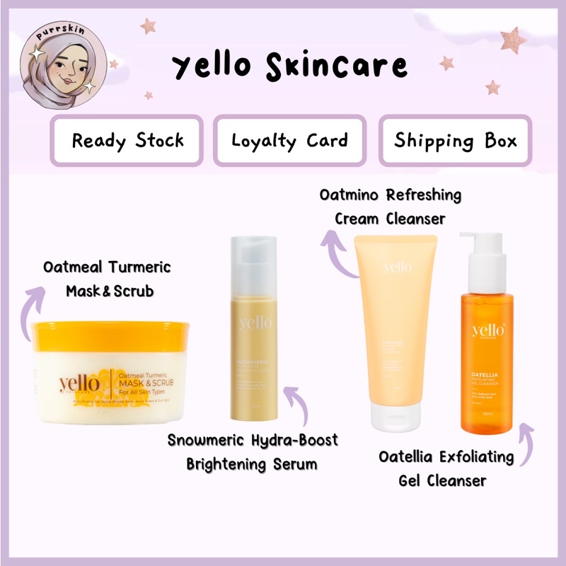 Yello Skincare Oatmeal Turmeric Mask and Scrub OTMS & Snowmeric Hydra ...