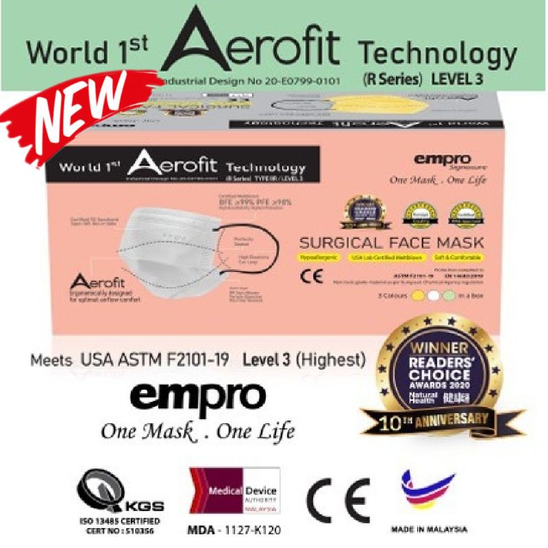 EMPRO SIGNATURE Surgical Face Mask Box- BFE ≥99% Assorted Colors ...