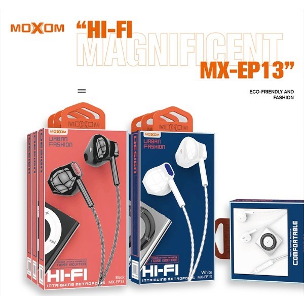 MOXOM MX-EP13 1.2M HIFI MUSIC VOLUME CONTROL QUALITY WIRED EARPHONE ...