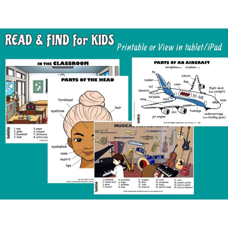 Printable READ & FIND for KIDS Learning | PDF download A4 size | Shopee ...
