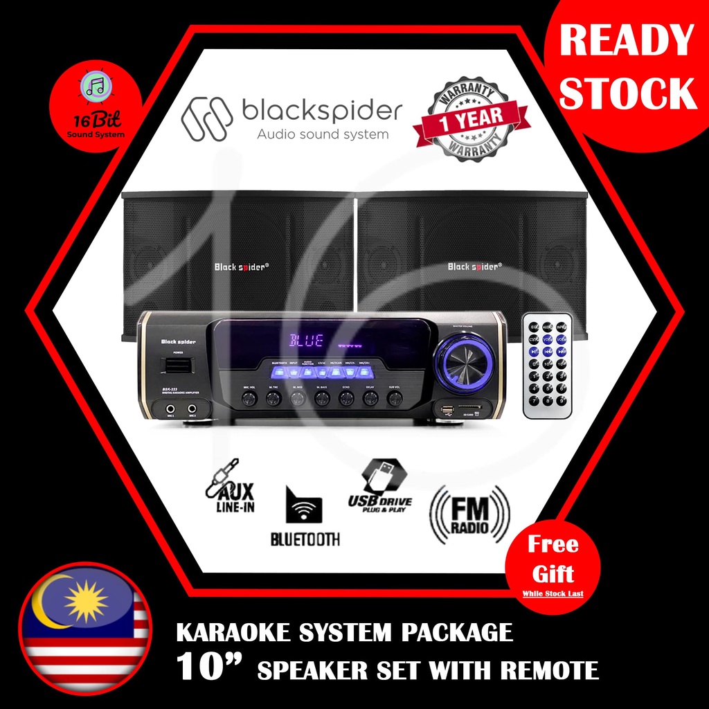 Black Spider Karaoke Set 10" inch Speaker Package with Bluetooth Radio ...