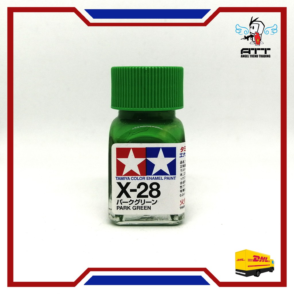 TAMIYA X-28 PARK GREEN ENAMEL 10ML (Gunpla Gundam Paint ModelKit Resin ...