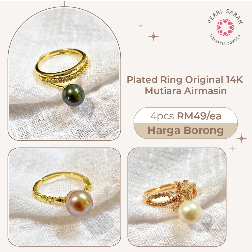 [Pearl Sabah] 14K Gold Plated Pearl Ring | Cincin Original Mutiara Air ...