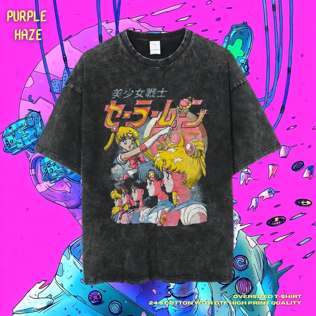 Purple Haze Sailor Moon Oversized T Shirt Stone Wash Oversize T