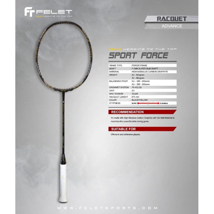Felet Sport Force compact frame head heavy racket | Shopee Malaysia