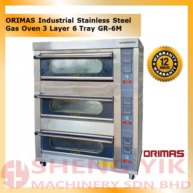 Shengyik ORIMAS GR-6M Industrial S/Steel Gas Oven 3 Layer 6 Tray 20-400 ...